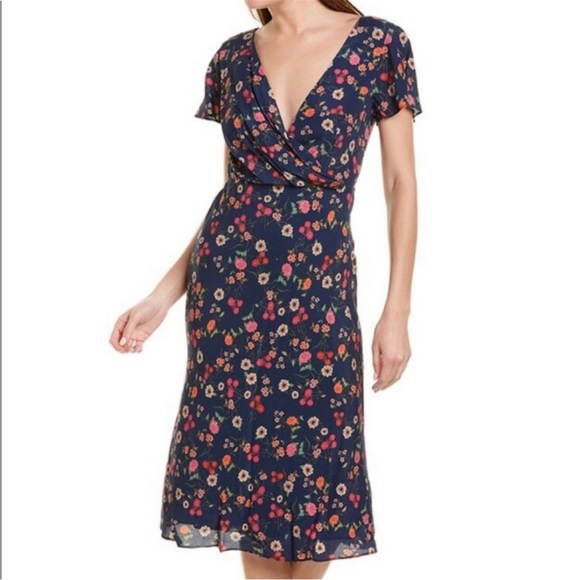 Fame and Partners | Dresses | Frame And Partners Blue Midi Floral Dress ...
